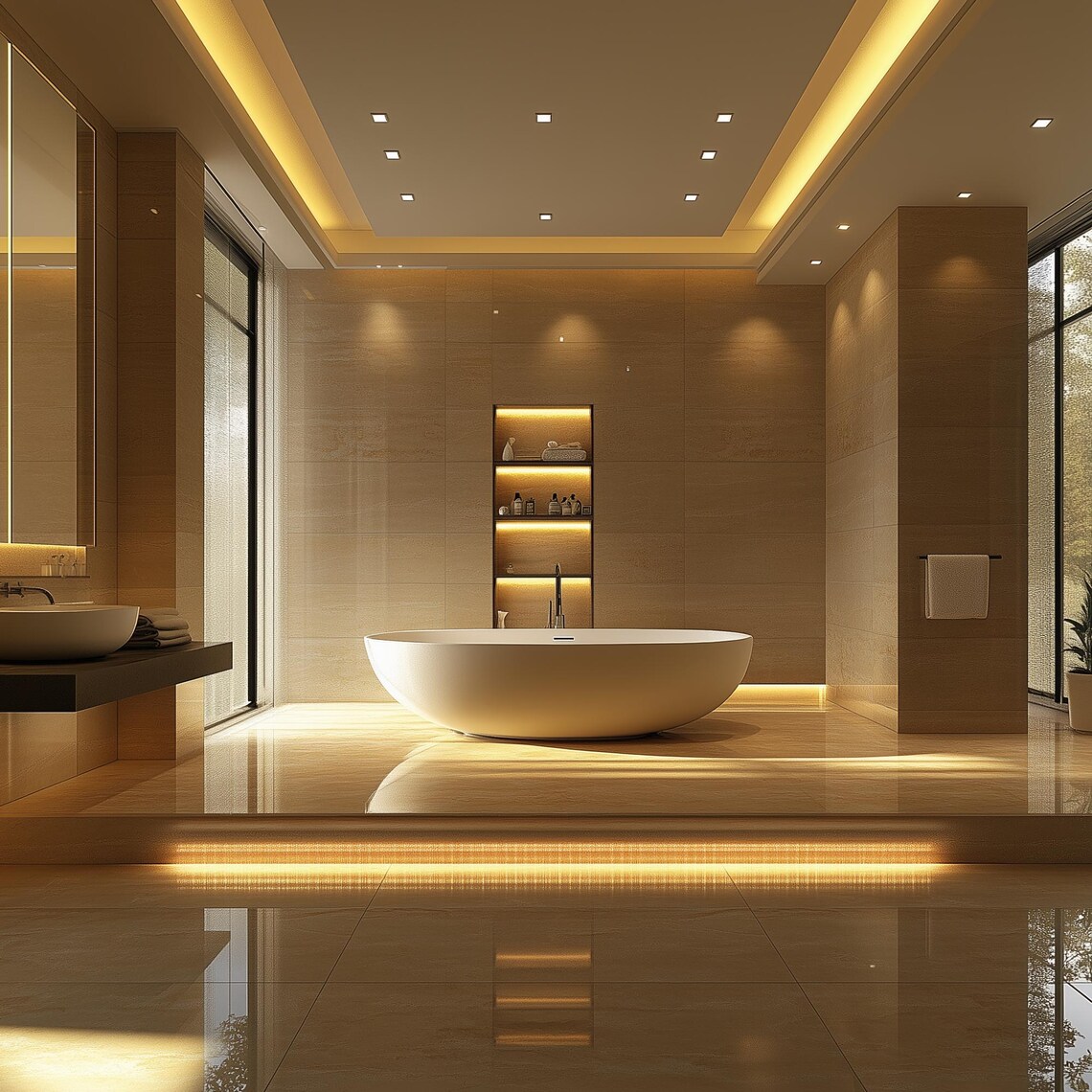 Custom Master Bathroom Design – Modern Minimalist Style | 3D Interior ...