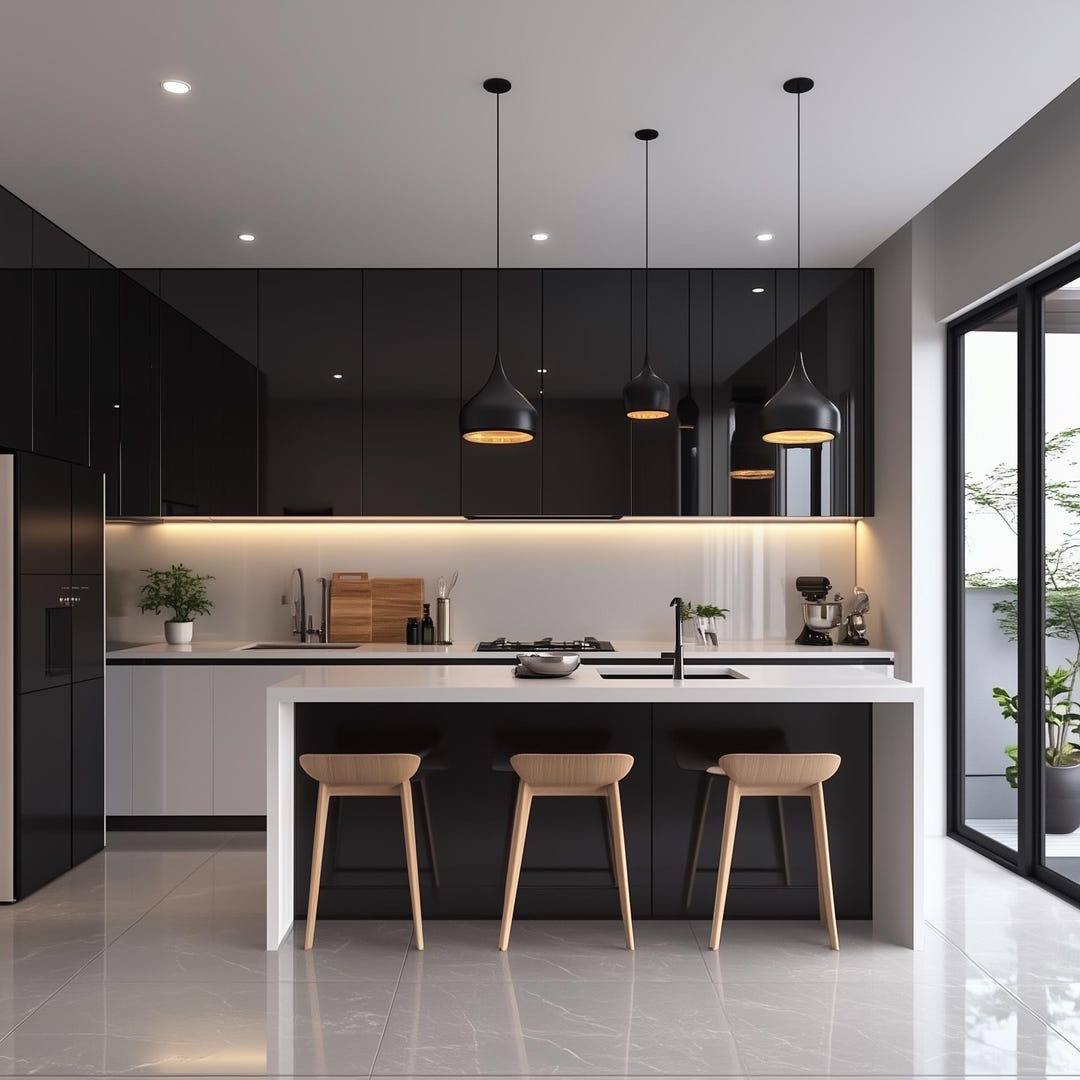 Modern Minimalist Master Kitchen Design | Custom 3D Interior Design ...