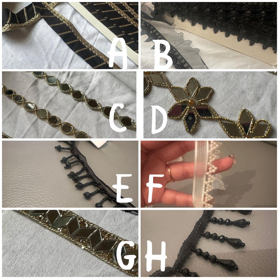 Black Beads/pearl Embellish Lace Trims - Etsy UK