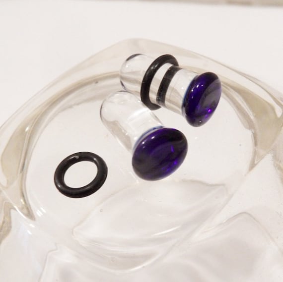 Glass Plugs 2g Cobalt Blue and Clear Glass Plug 2 Gauge Plug - Etsy