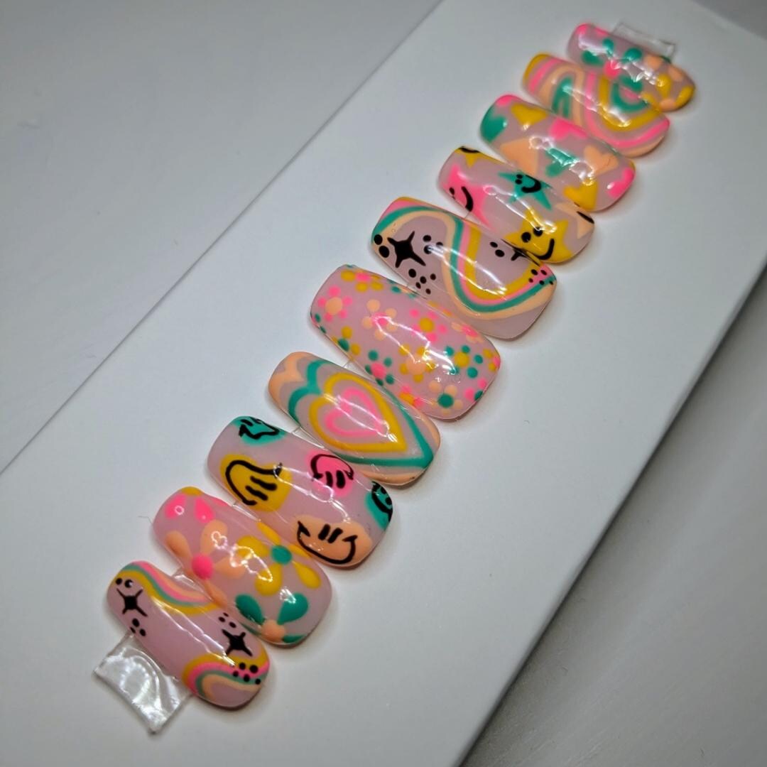 Summer Mix Set Custom Press on Nails False Nails Glue on Nails Fake ...