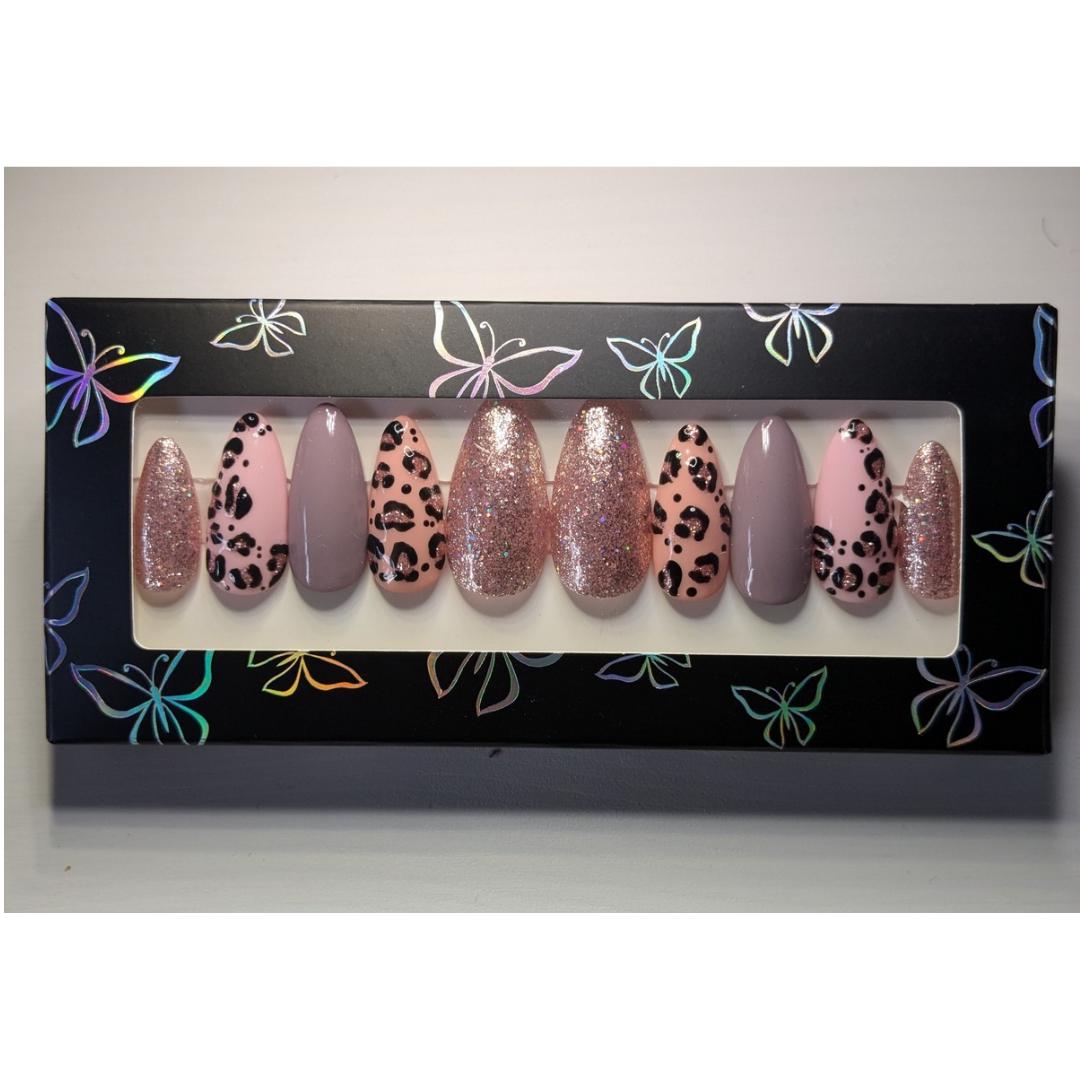 Glitter Leopard Print Set custom Press on Nails False Nails Glue on ...