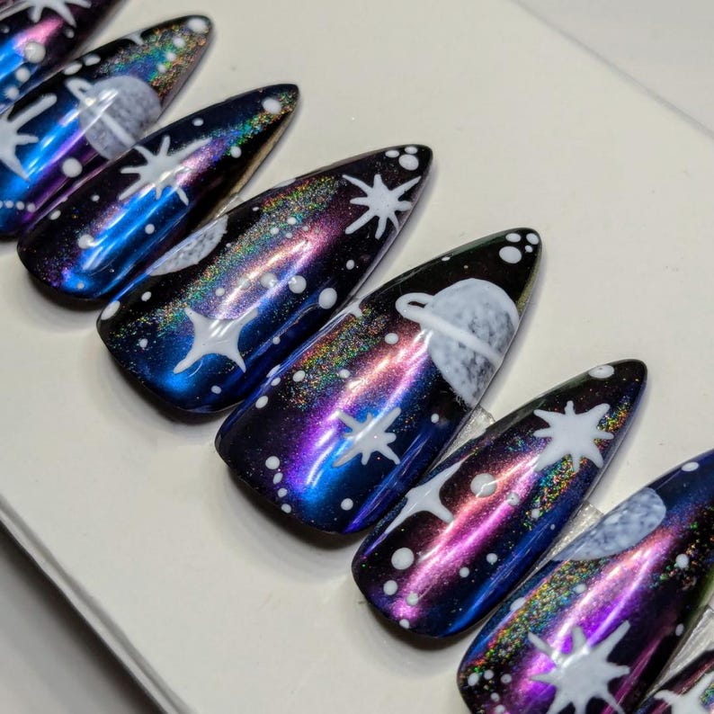 Galaxy Girl Set Custom Press on Nails False Nails Glue on Nails Fake ...