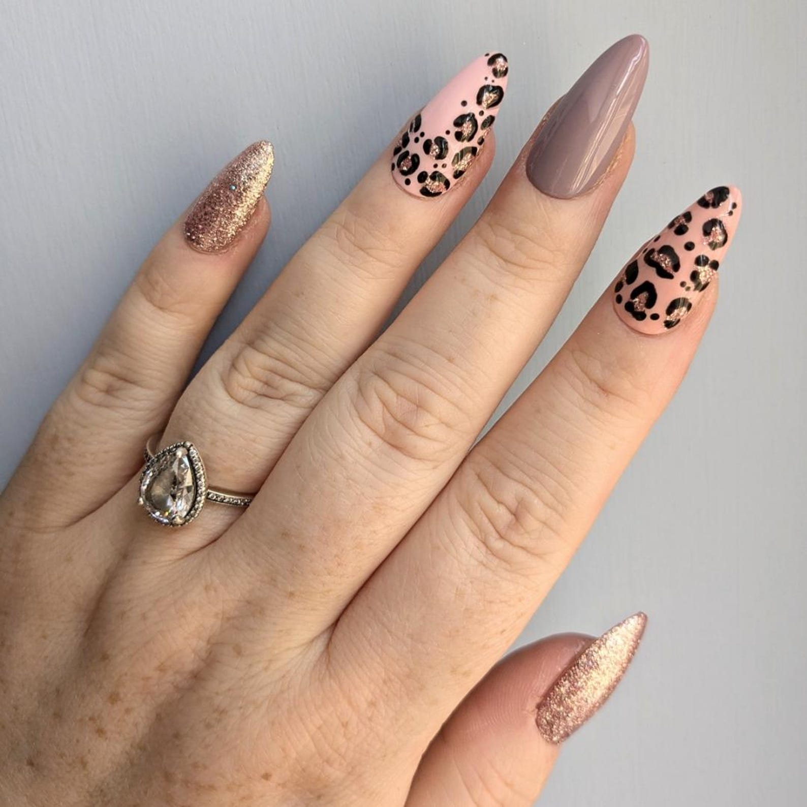 Glitter Leopard Print Set custom Press on Nails False Nails Glue on ...