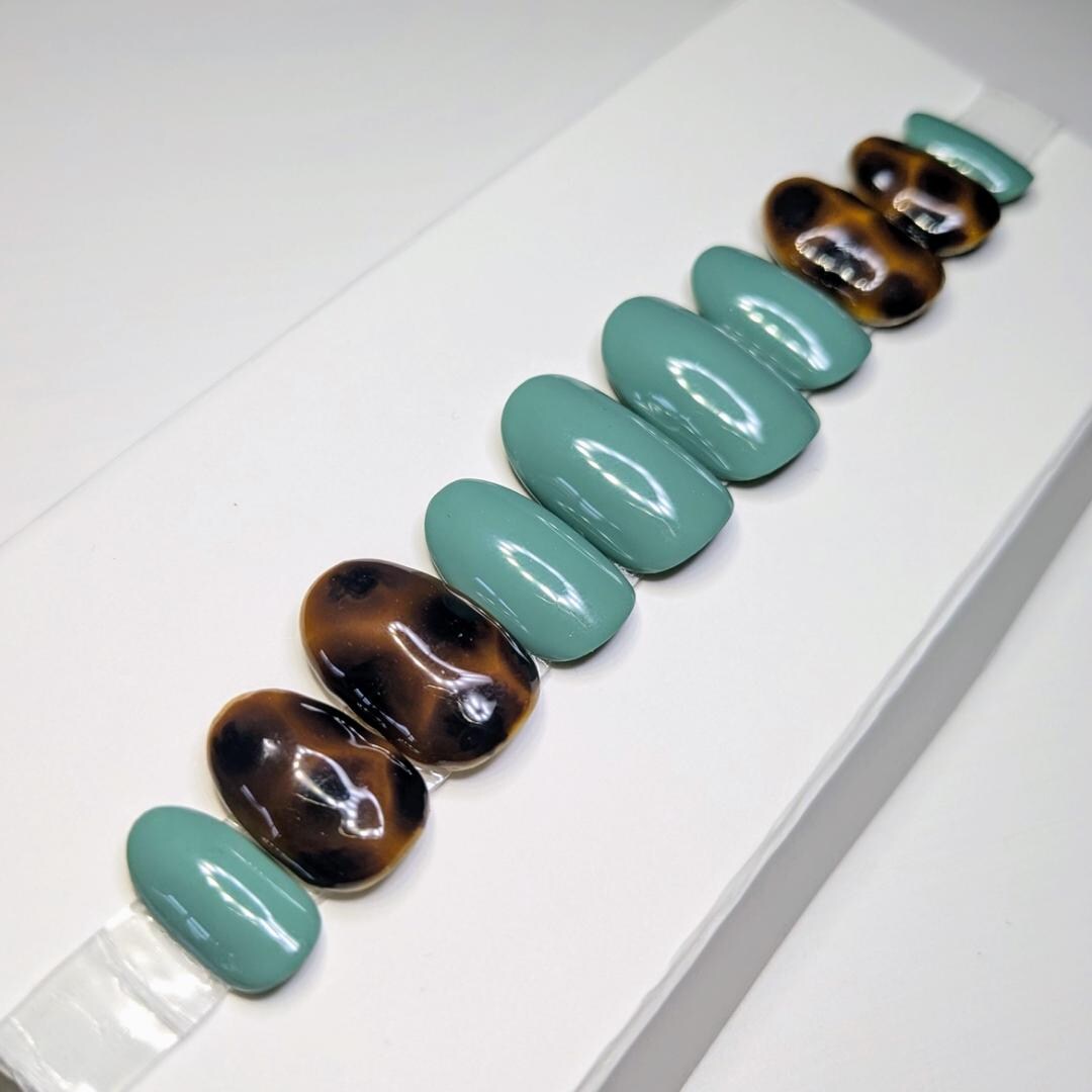 Tortie Set Custom Press on Nails False Nails Glue on Nails Fake Nails ...