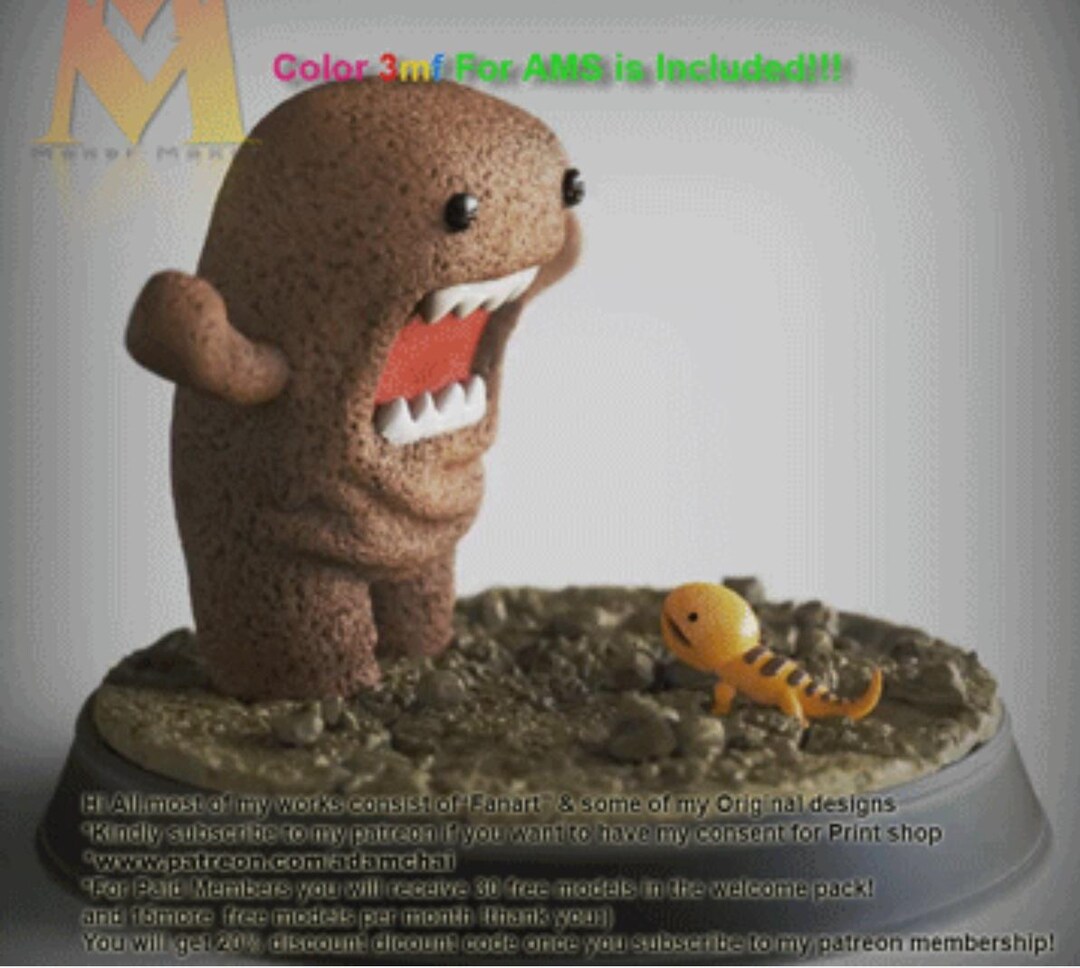 Domo Kun Diorama Figure, 12K ABS Resin High Quality 3D Printed Figurine ...