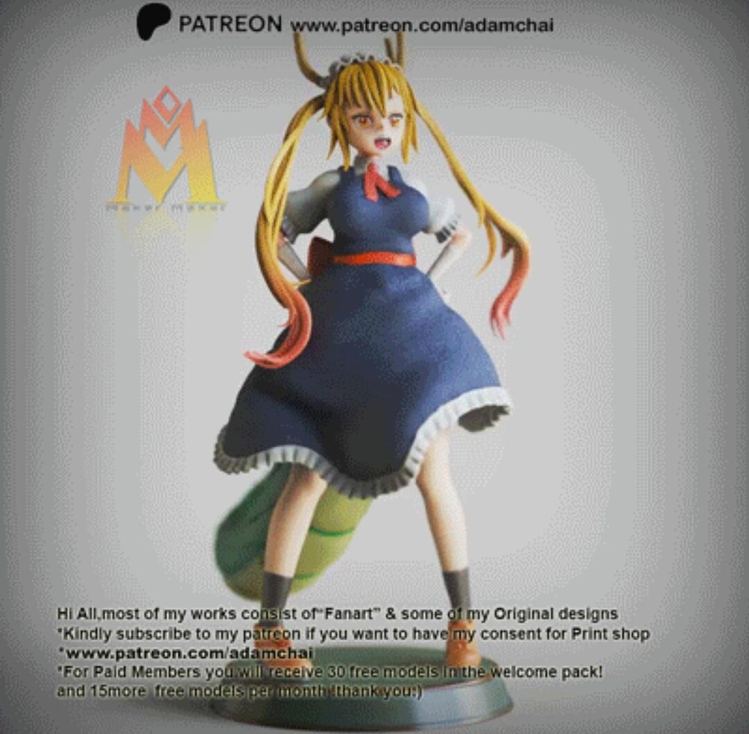Tohru Figure, 12K High Quality 3D Printed Figurine, Kobayashi San Chi ...