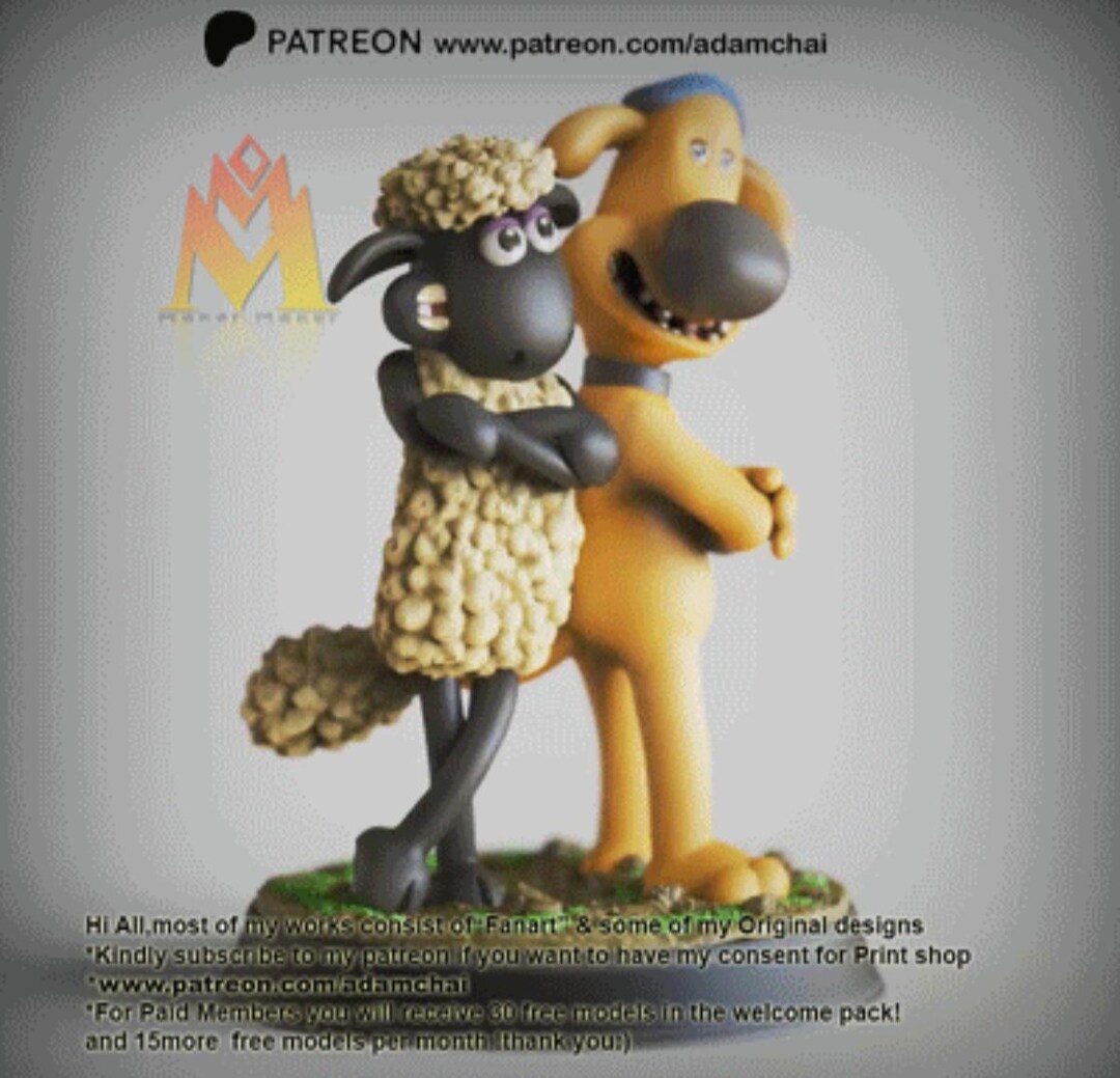 Shaun and Bitzer Figure, 12K High Quality 3D ABS Resin Printed Figurine ...