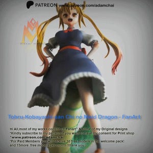 Tohru Figure, 12K High Quality 3D Printed Figurine, Kobayashi San Chi ...