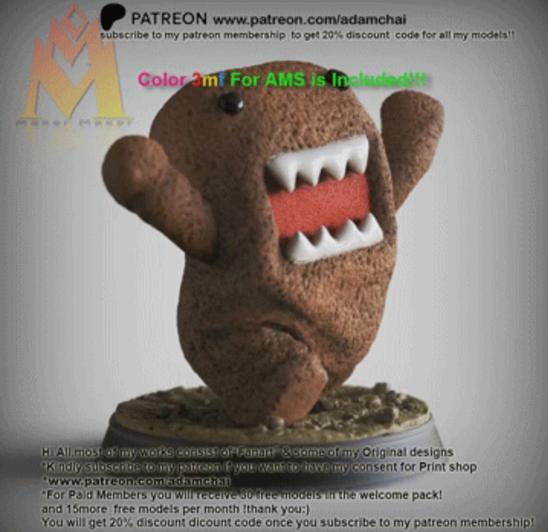 Domo Kun Figure, 12K ABS Resin High Quality 3D Printed Figurine, Domo ...
