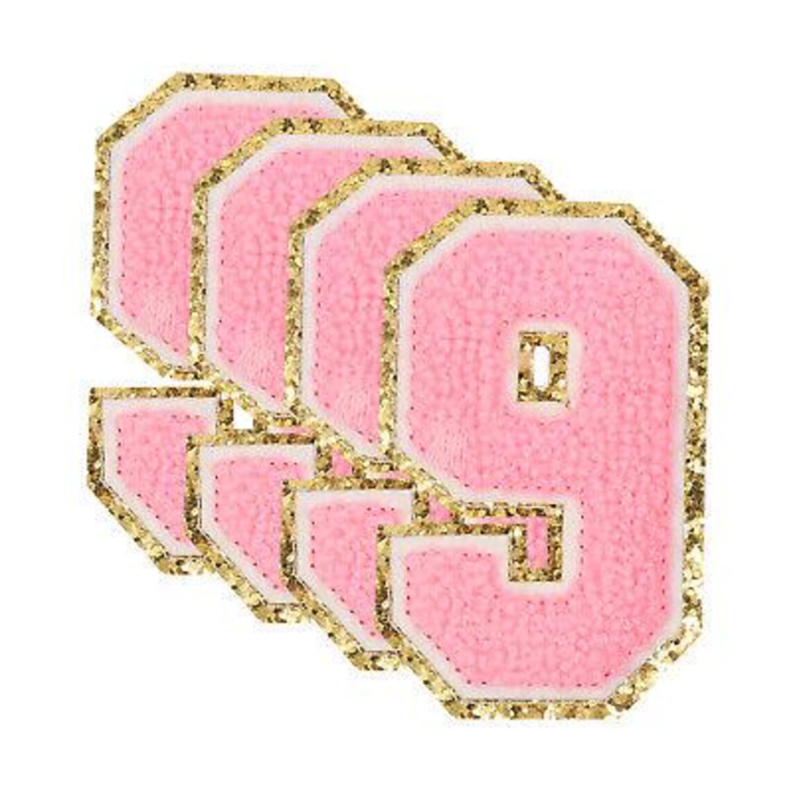 Chenille Number Patches Gold Glitter Iron on Patches Varsity Letter ...