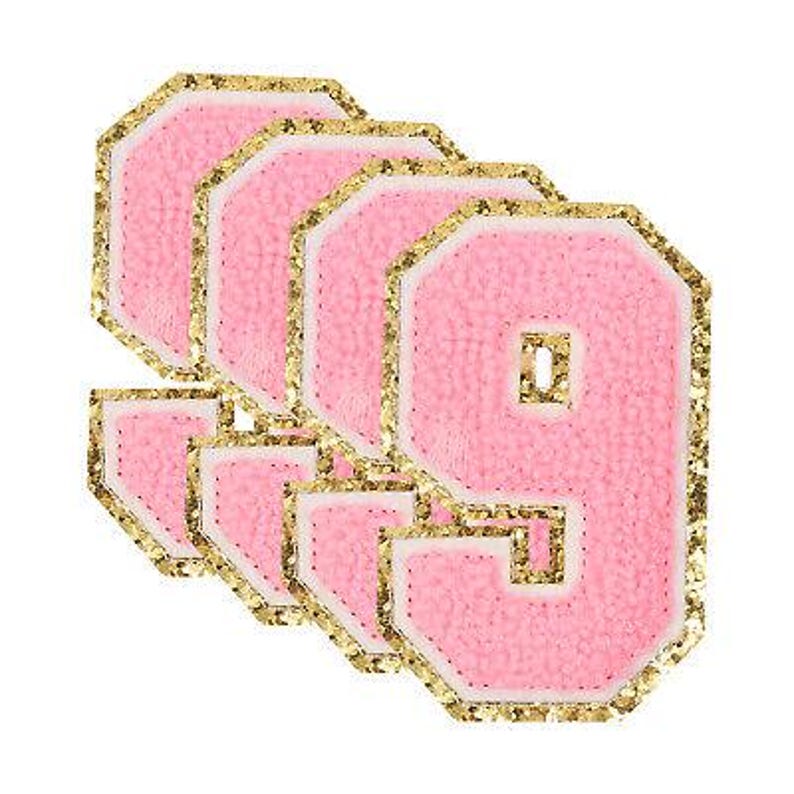 Chenille Number Patches Gold Glitter Iron on Patches Varsity Letter ...