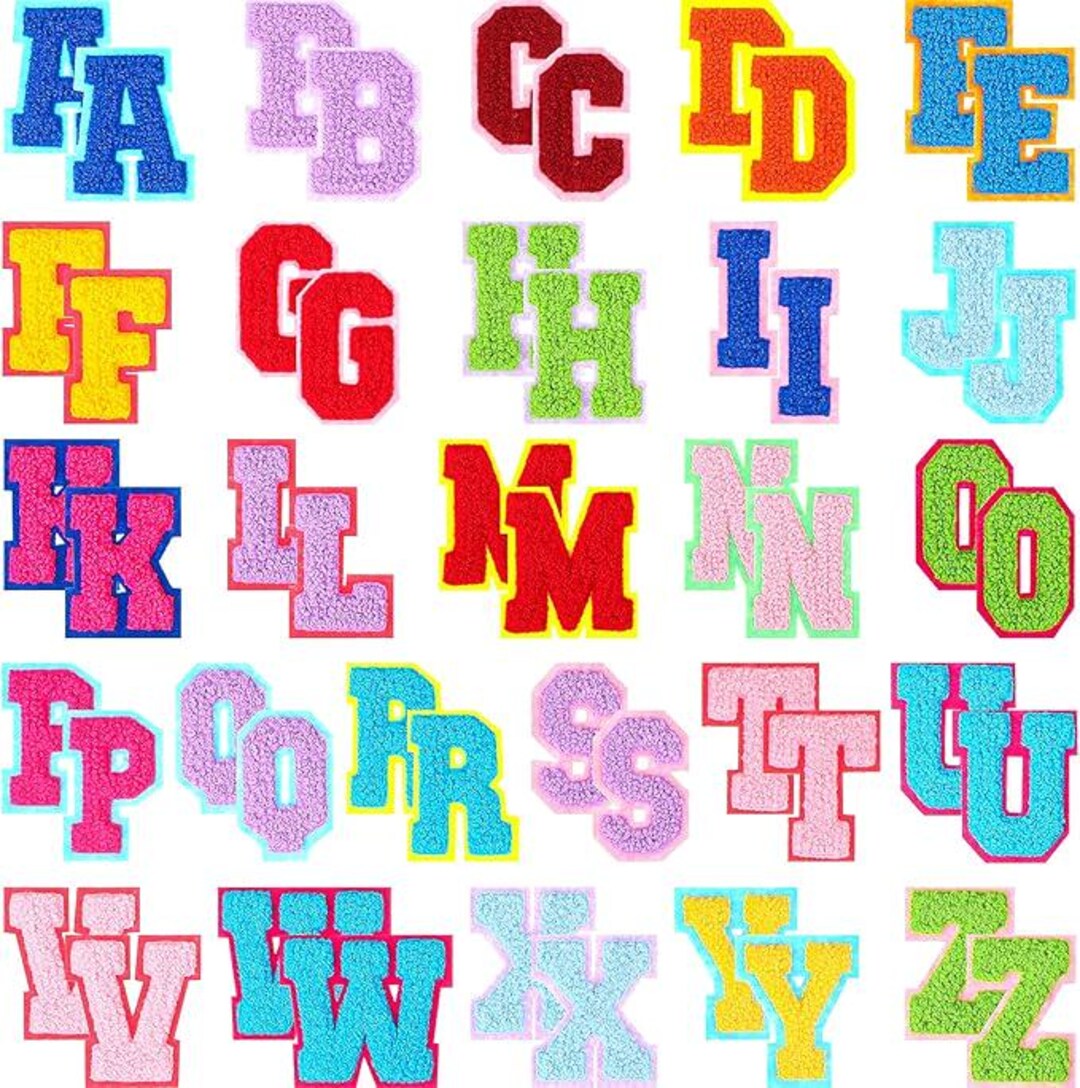 Multicolour Chenille Letter Patches Iron On, Alphabets Embroidery - Etsy