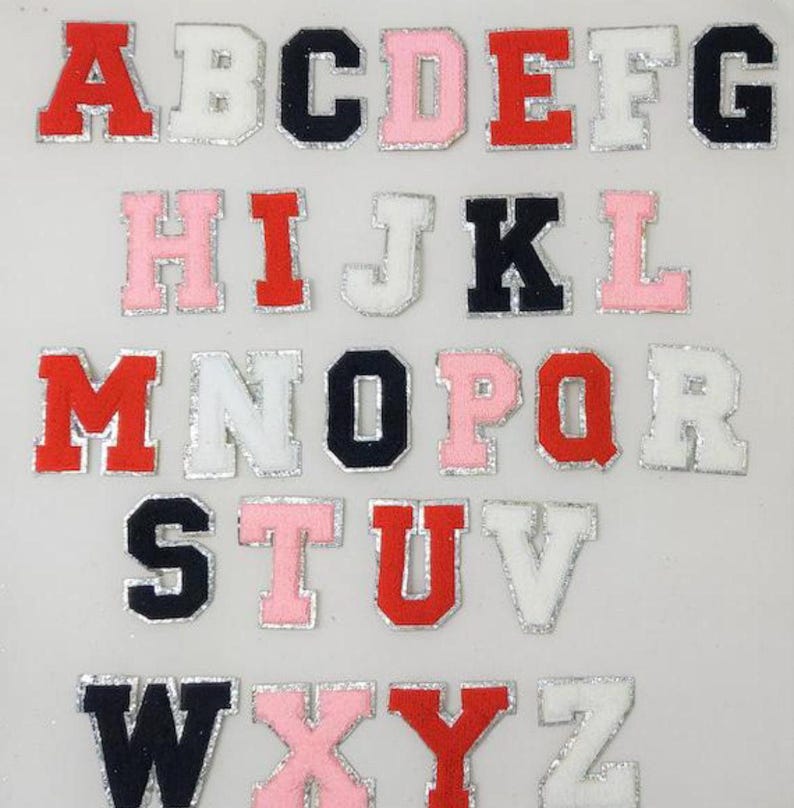 7cm Chenille Patch Letter Patches Iron on Sew on Retro Alphabet ...
