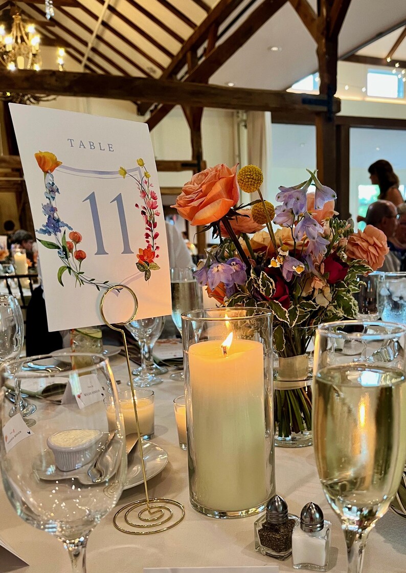 Wildflower Wedding Table Number Template, Watercolor Flower Crest, 5x7 ...