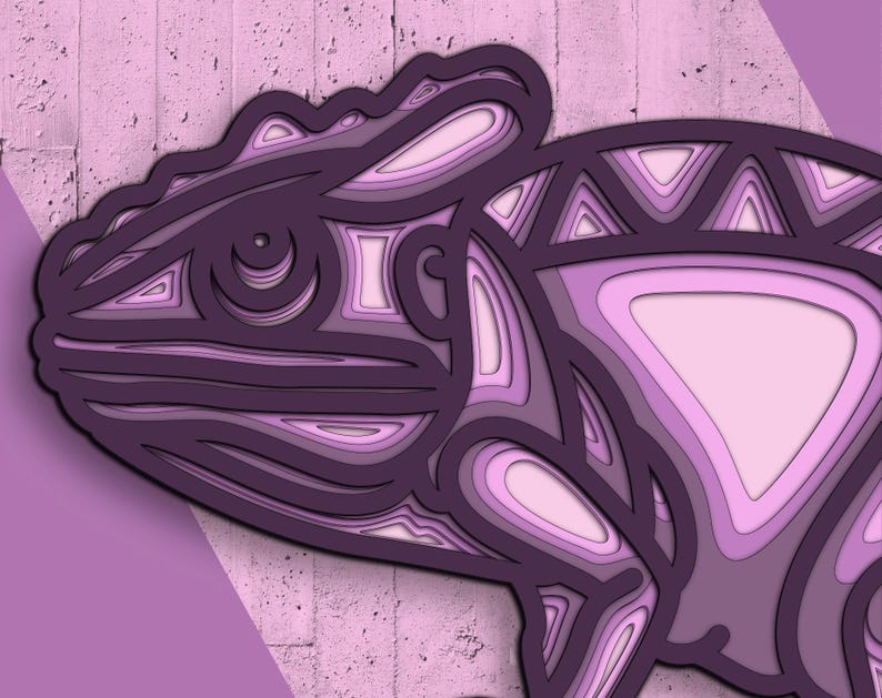 Chameleon SVG, Layered Paper Cut, 3D Laser Cutouts, Glowforge Projects ...