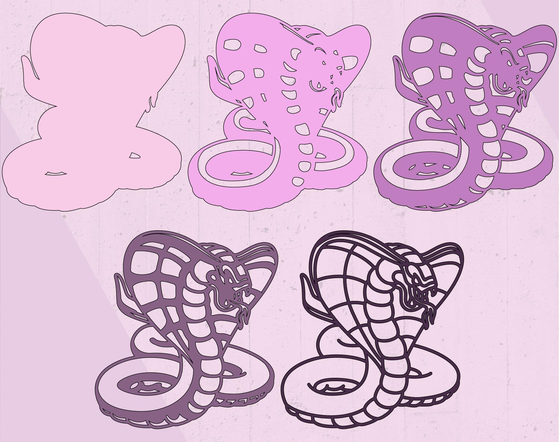 Cobra Silhouette, Multilayered SVG, Snake Laser Cut, Glowforge Designs ...