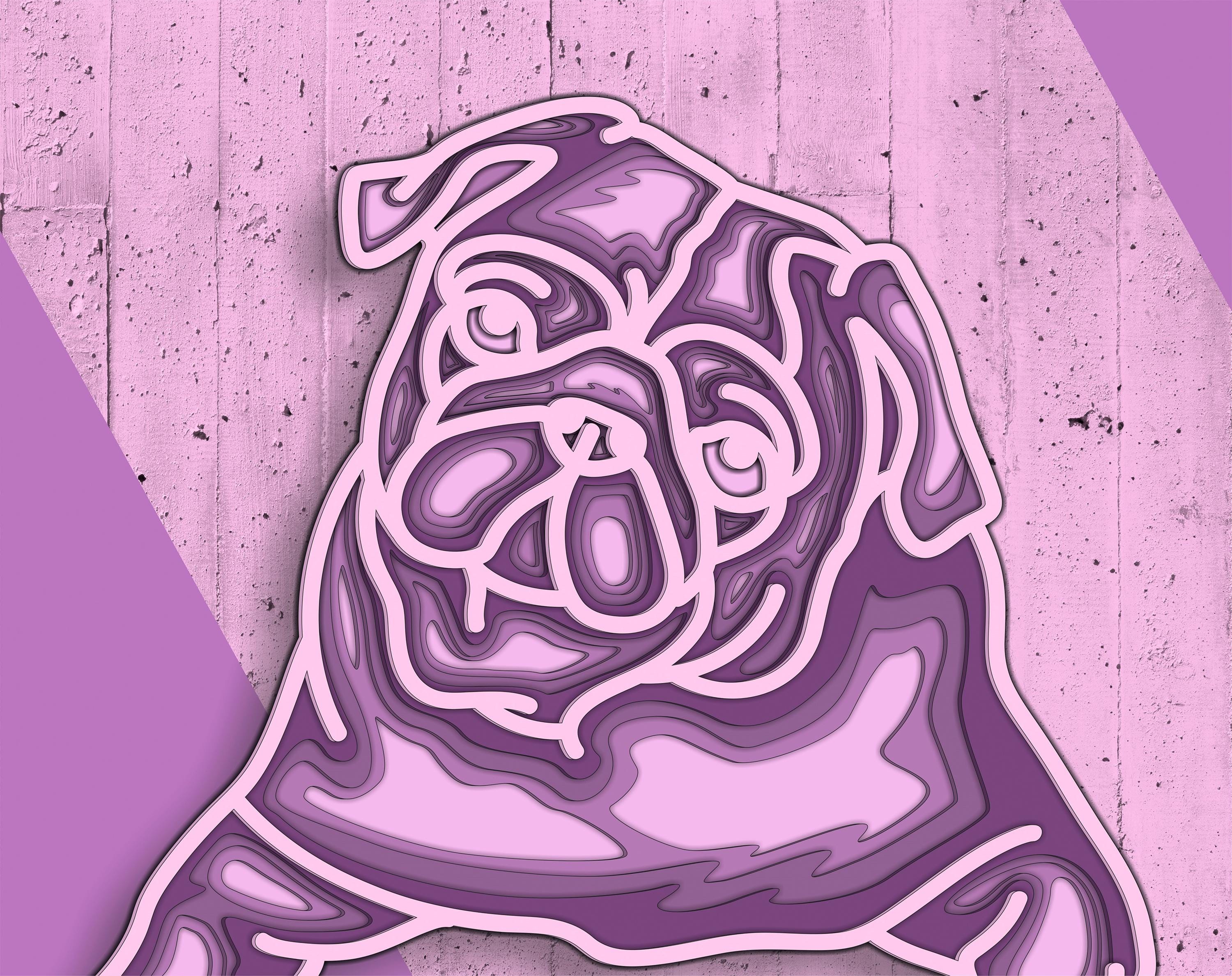 Dog Multilayer SVG, Pug Silhouette, Paper Cutting Art, Laser Ready ...