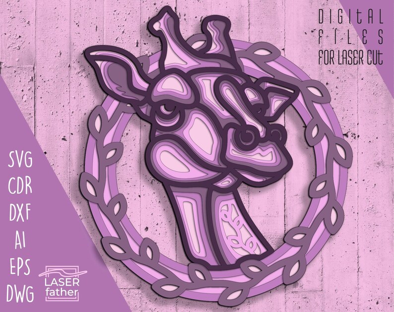 Giraffe Head SVG, Laser Cutting Designs, 3D Cricut Projects, Safari ...