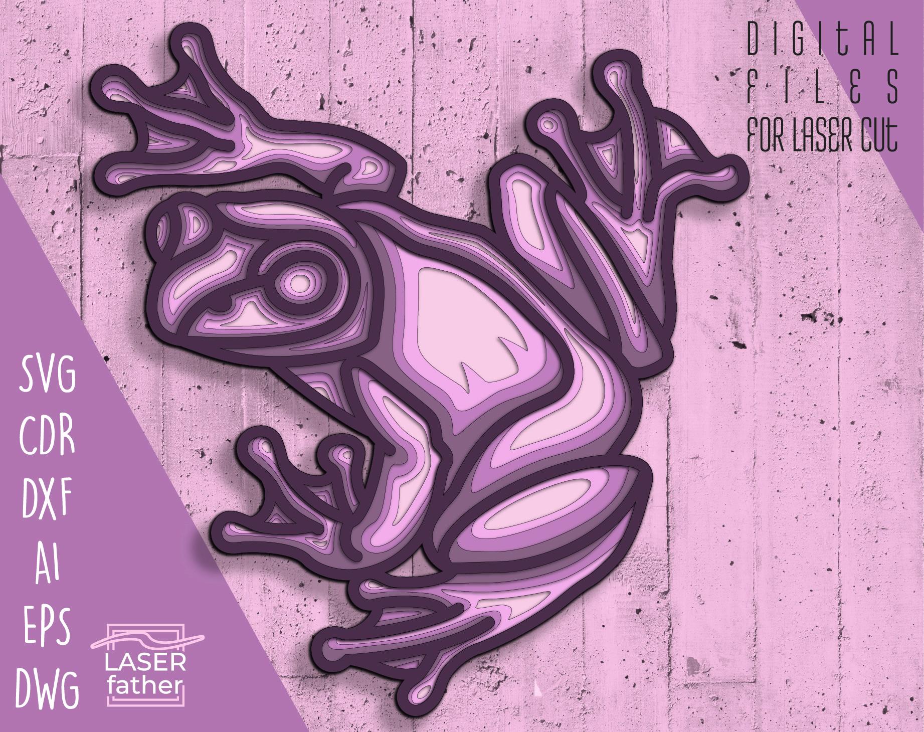 Frog Laser Cut, Reptile SVG, 3D Layered, Instant Download Eps Dwg Ai ...