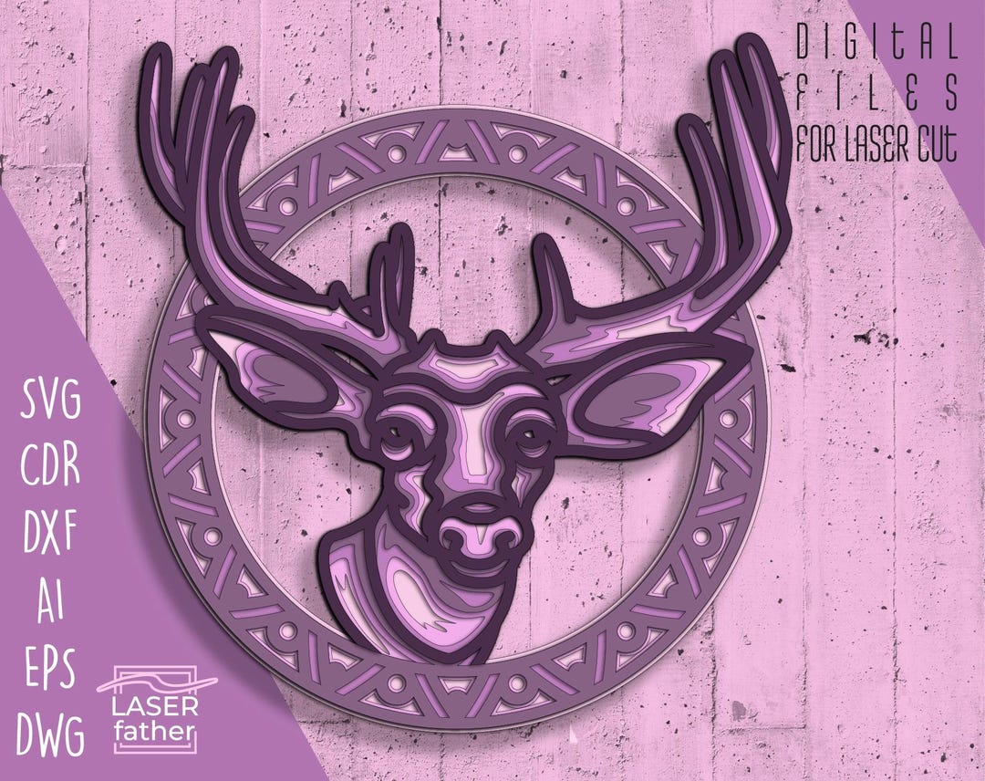 Elk Silhouette SVG, 3D Laser Cut Files, Woodland Animal SVG, Layered ...