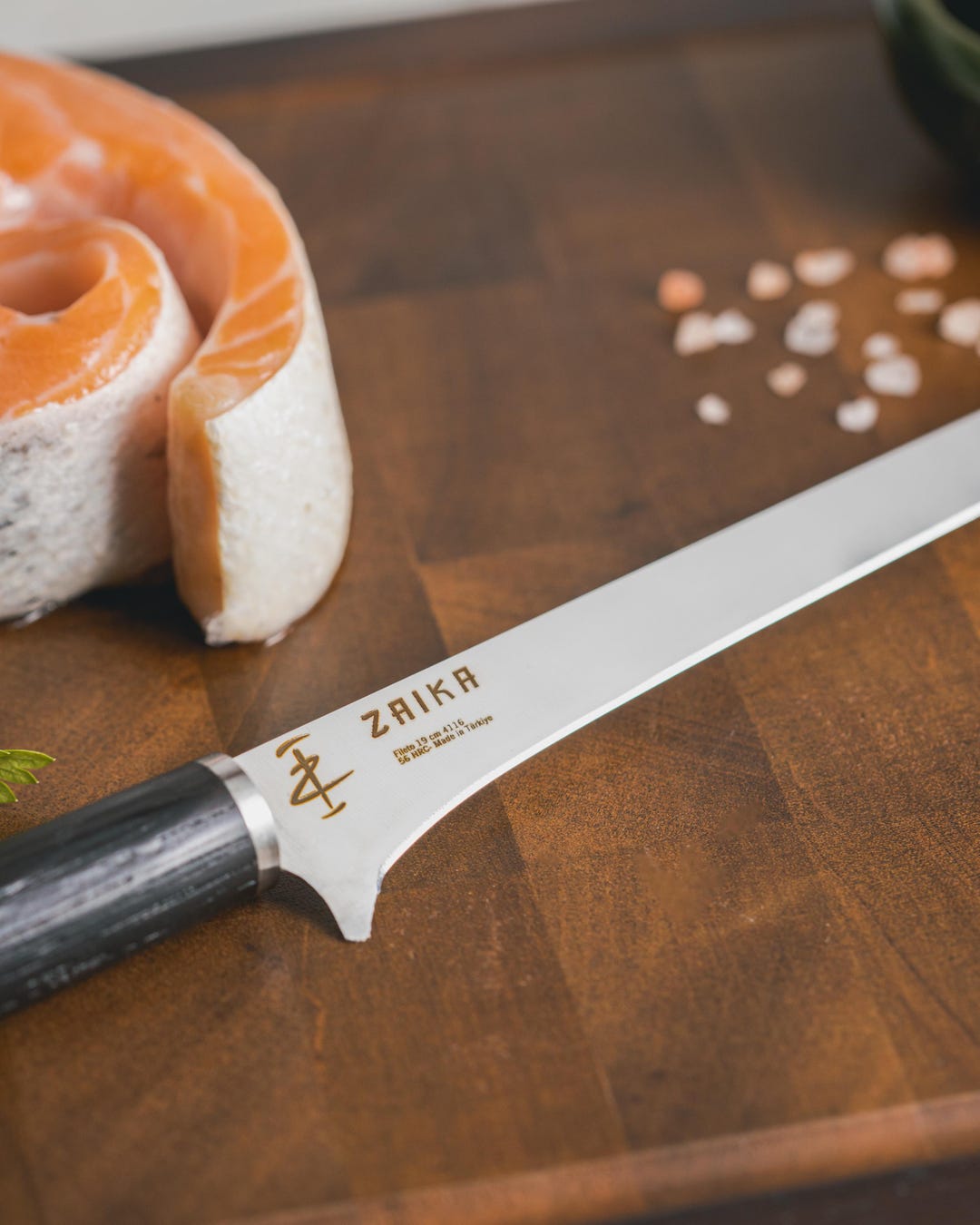Curved Fillet Knife German Stainless Steel 56 HRC Wooden Handle ...