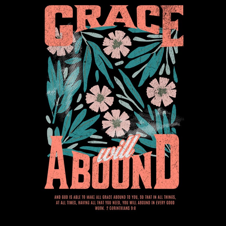 Grace Will Abound...vintage Soft Tshirt... White and Black...xs, S, M ...
