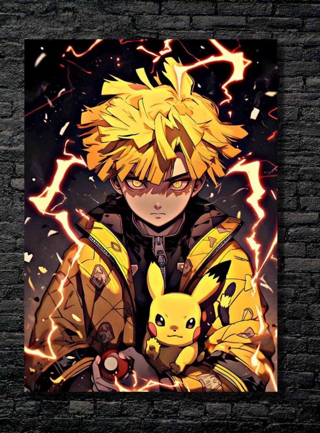 Anime Metal Poster Pikachu,zenitsu,demon Slayer,pokémon ,metal Poster ...