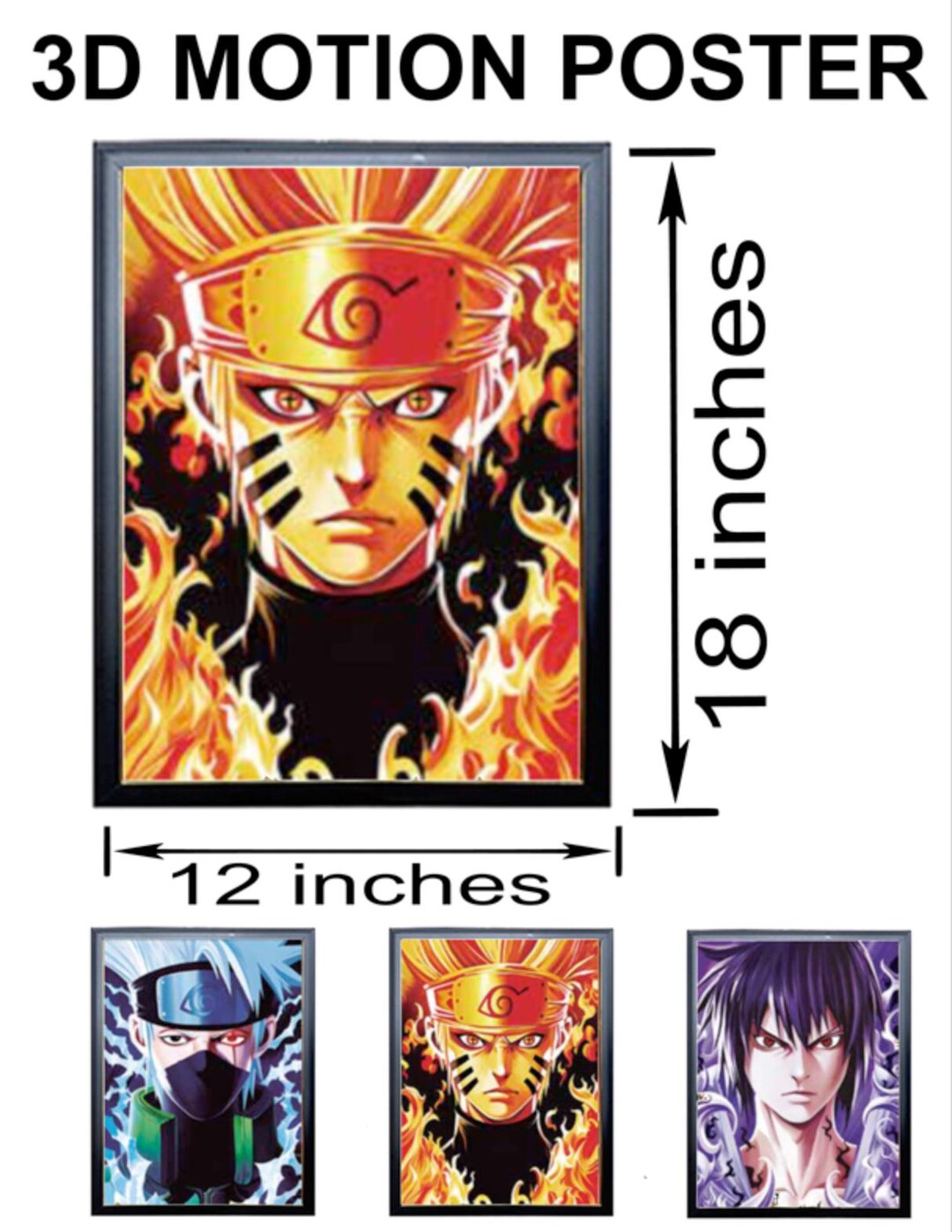The 3D Poster Naruto Sasuske Kakashi - Etsy