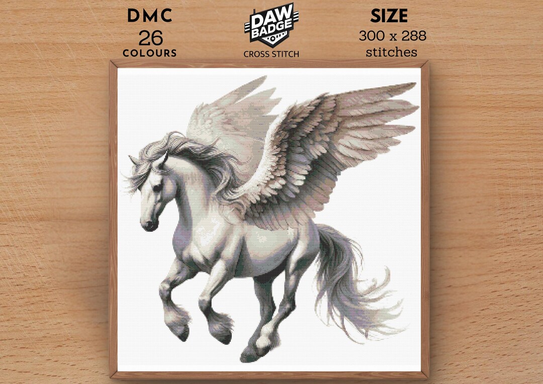 Pegasus Cross Stitch Pattern: Fantasy Animal Embroidery (PDF, SVG) - Etsy