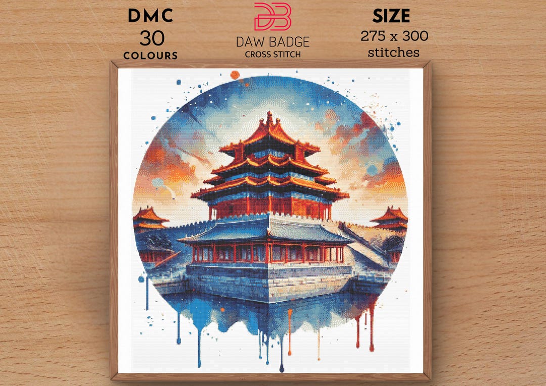 Forbidden City Cross Stitch Pattern: Watercolor Landscape (PDF Pattern ...