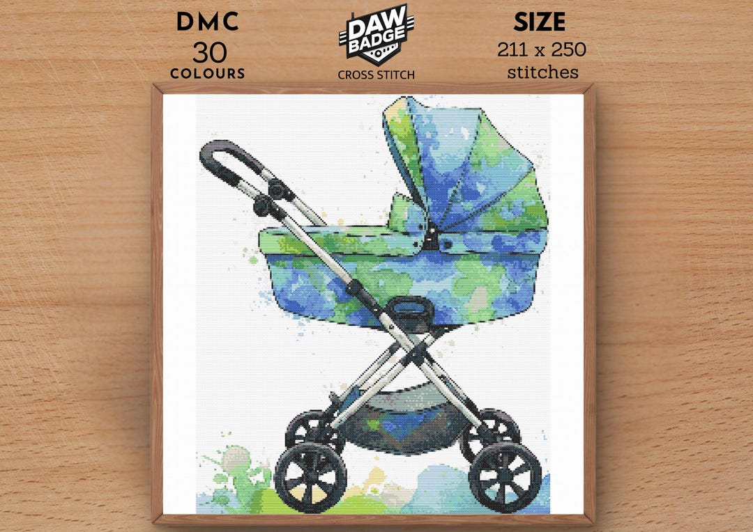 New Baby Stroller Nursery Girl Boy Cross Stitch PDF Pattern Baby Cute ...