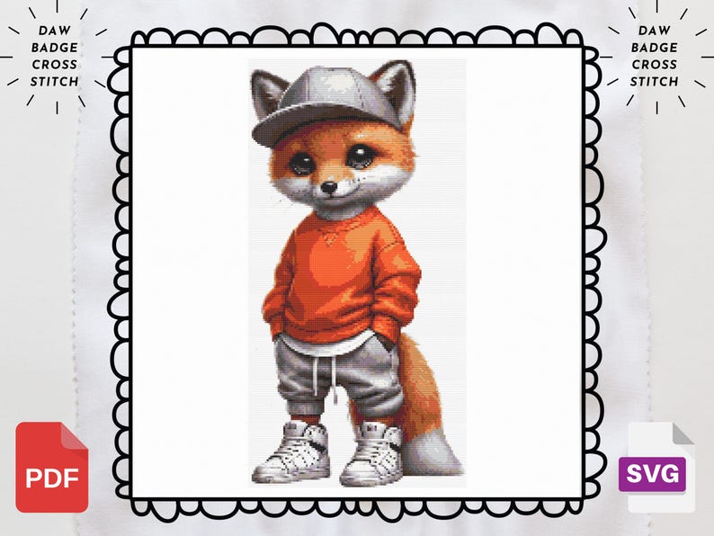 Cute Fox Embroidery, Modern Cross Stitch Pattern (PDF, SVG) - Etsy UK