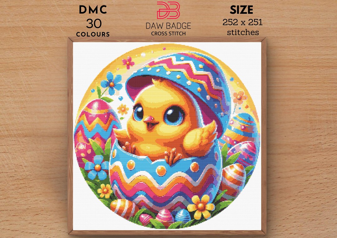 Chick Hatching Happy Easter Cross Stitch Pattern PDF Designs, Easter ...