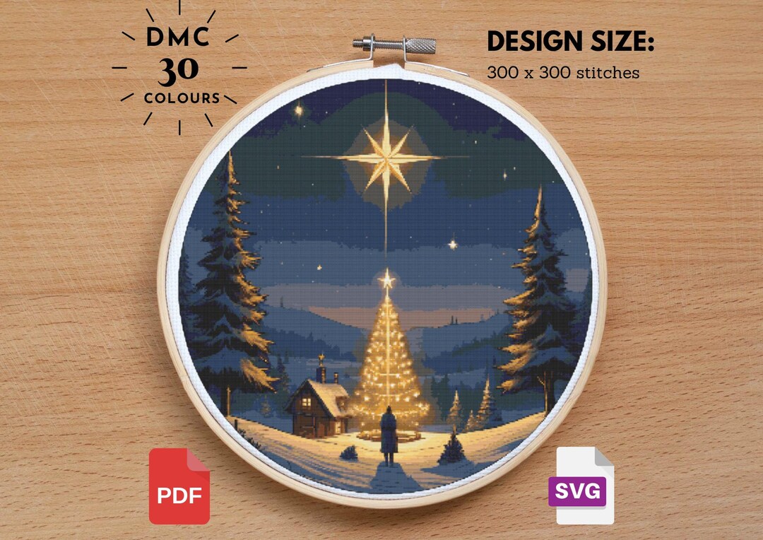 Christmas North Star Cross Stitch Pattern: Winter Village (PDF) - Etsy