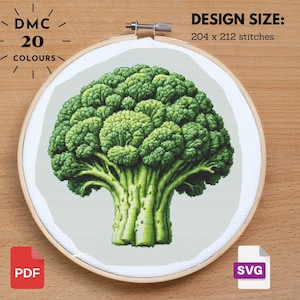 Broccoli Cross Stitch Broccoli Pattern Vegetable Fruit Embroidery Fruit ...
