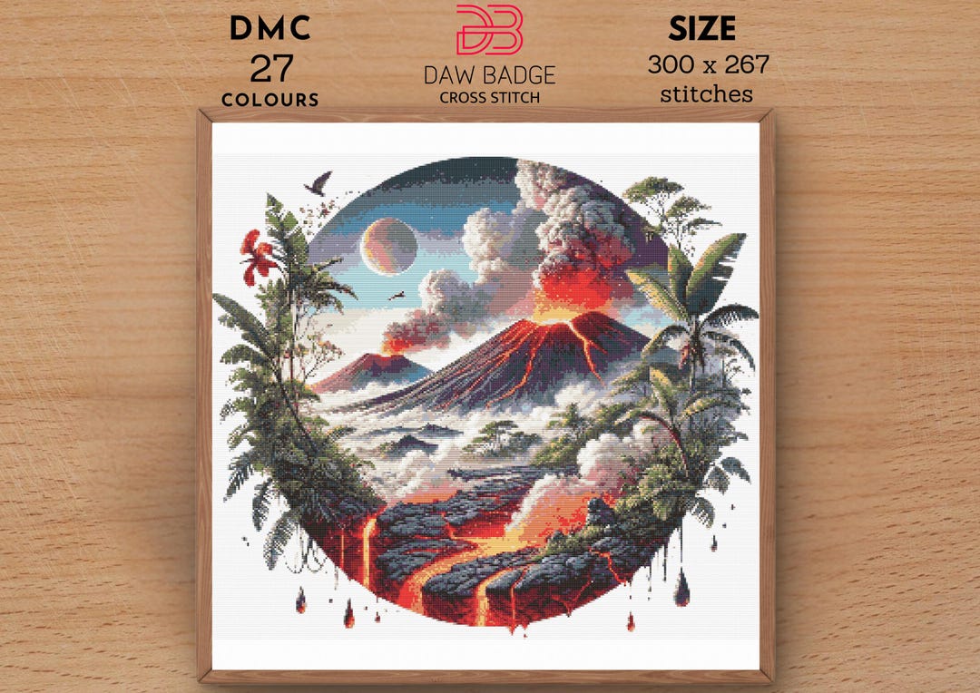 Hawaii Volcanoes Digital Landscape Nature Watercolor Mountain Cross ...