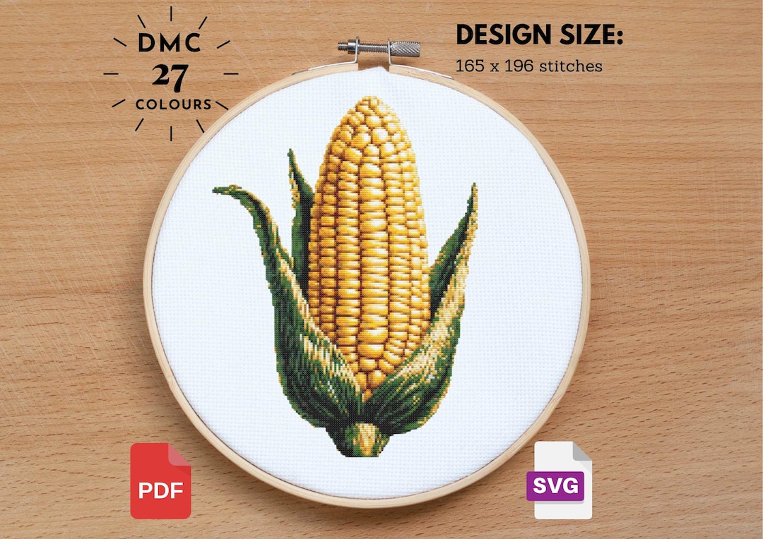 Corn Cross Stitch Pattern: Vintage Fruit Garden Embroidery (PDF) - Etsy