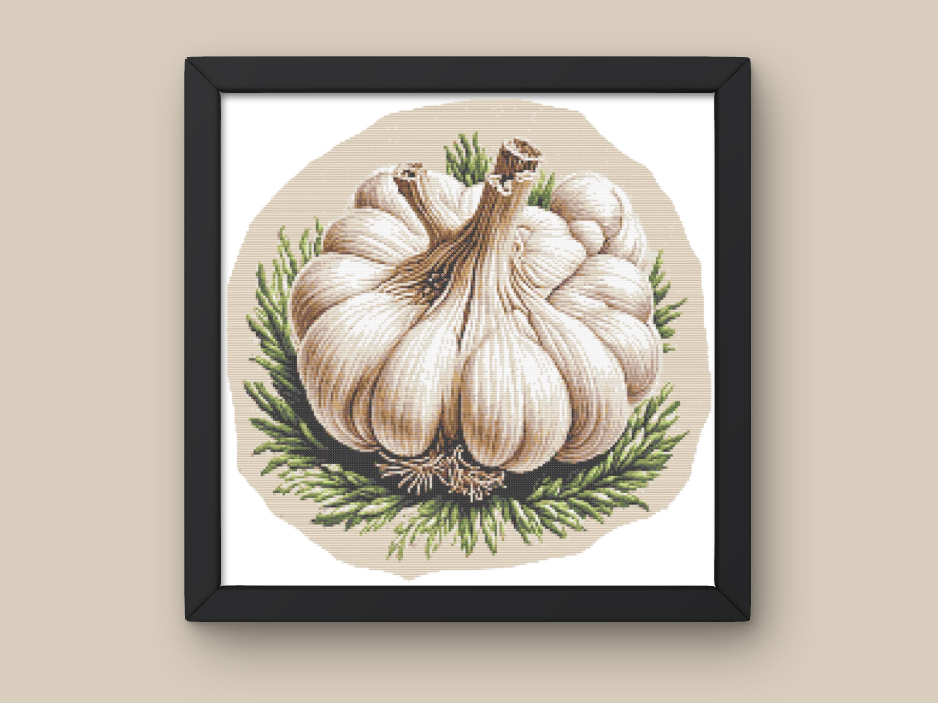 Vintage Garlic Cross Stitch Pattern: Fruit Garden Embroidery (PDF) - Etsy