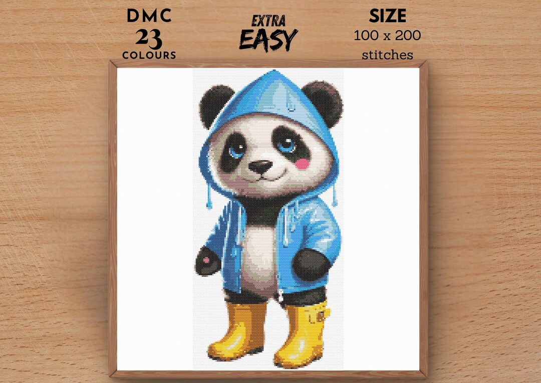Cute Panda Animals Modern Counted Easy Cross Stitch Pattern, Animal ...
