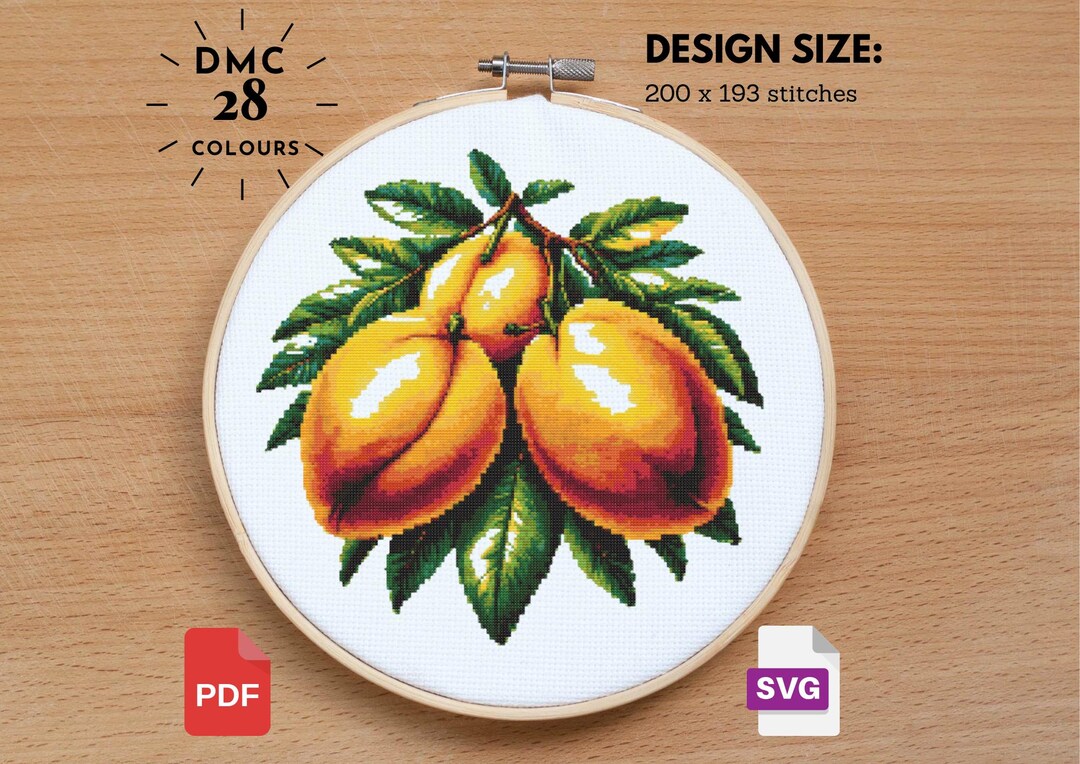 Mango Cross Stitch Mango Pattern Vegetable Fruit Embroidery Fruit ...