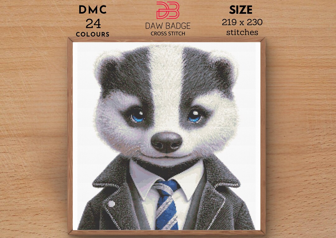 Cute Badger in Clothes Cross Stitch Pattern, Badger Pattern, Modern ...