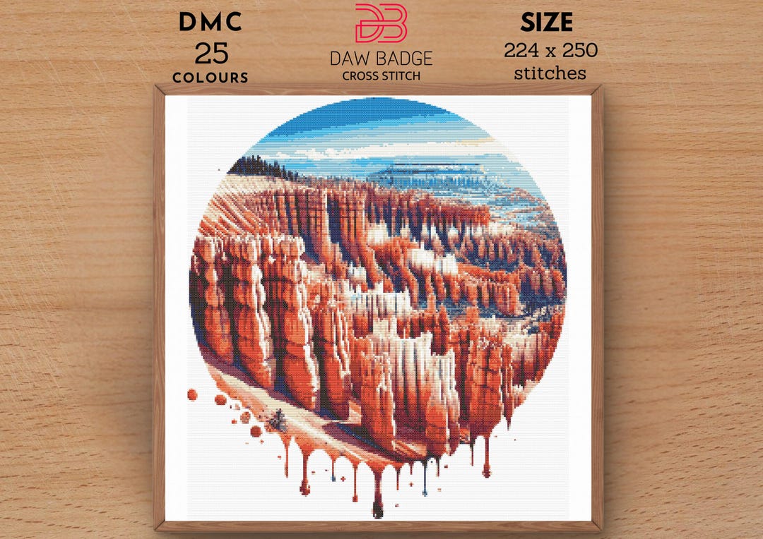 Bryce Canyon Landscape Cross Stitch Pattern: Nature Embroidery (PDF) - Etsy