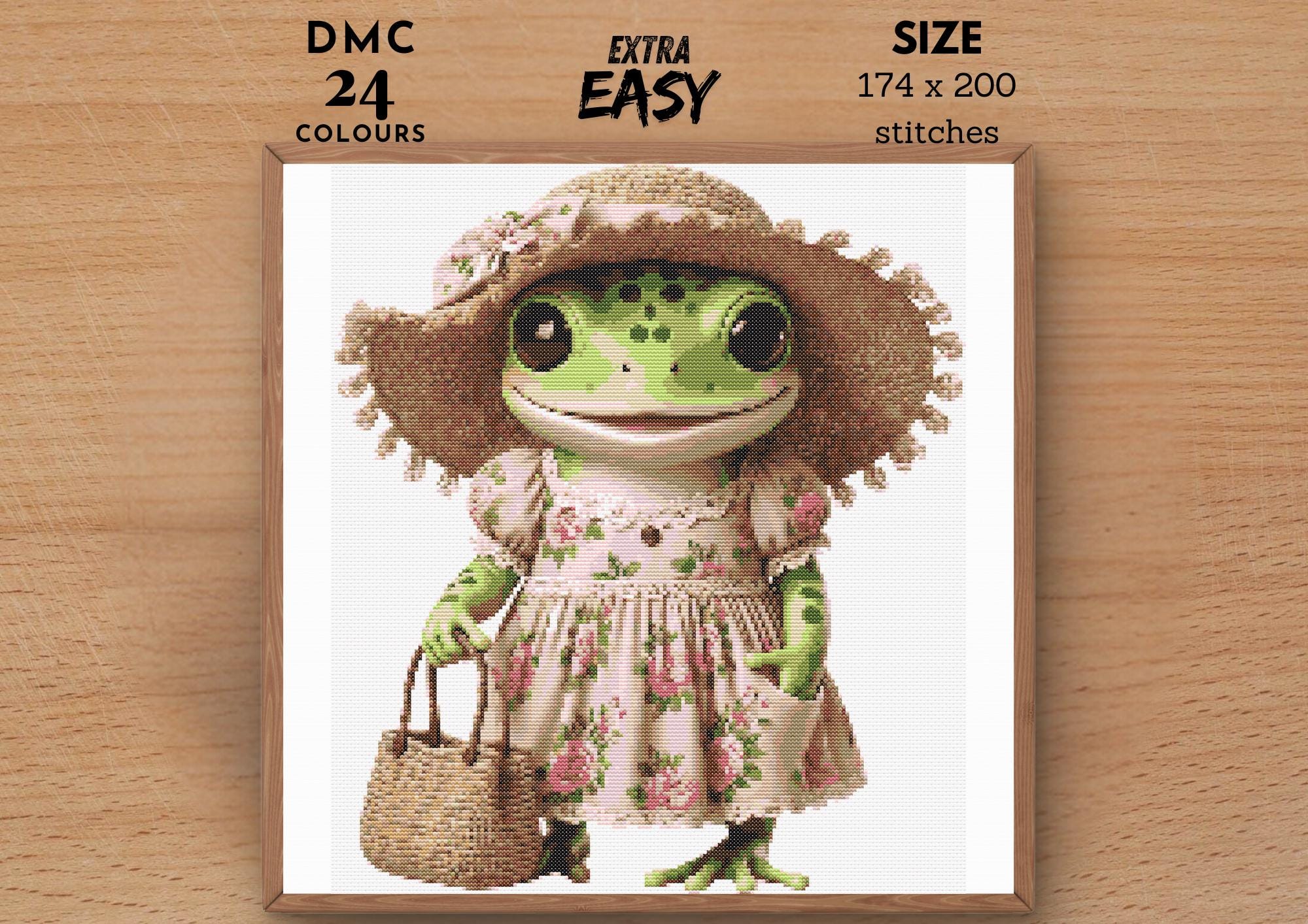 Cute Frog Animals Modern Counted Easy Cross Stitch Pattern, Animal ...
