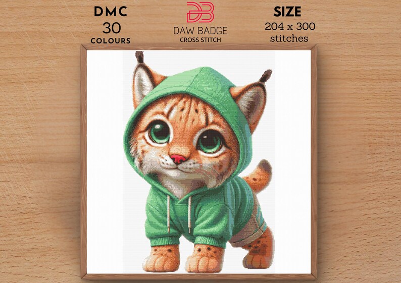 Cute Lynx Cross Stitch Pattern, Animal Embroidery Chart (PDF Pattern ...