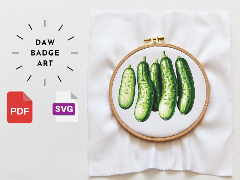 Cucumber Cross Stitch Pattern: Vegetable Garden Embroidery (PDF) - Etsy