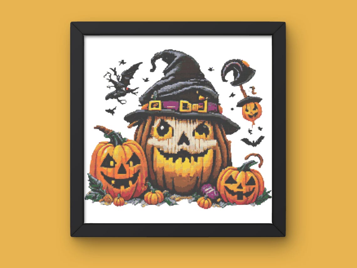 Halloween Pumpkin Scarecrow Cross Stitch Pattern: Spooky Horror Design ...