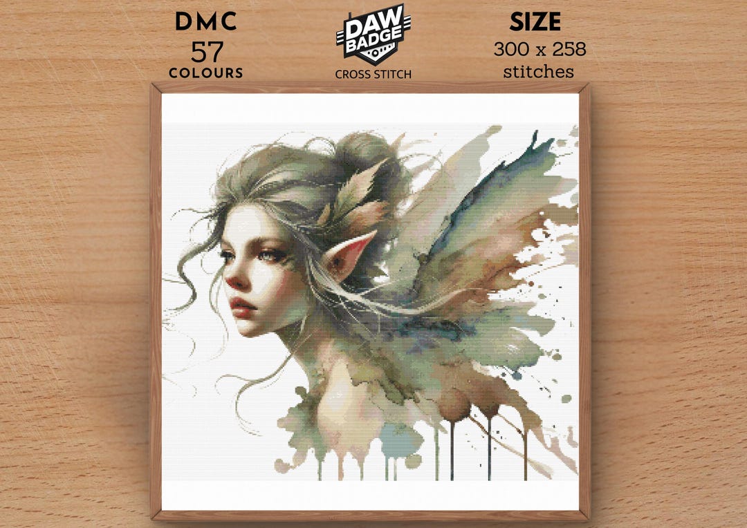 Nymph Cross Stitch Pattern: Watercolor Fantasy Animal (PDF, SVG) - Etsy
