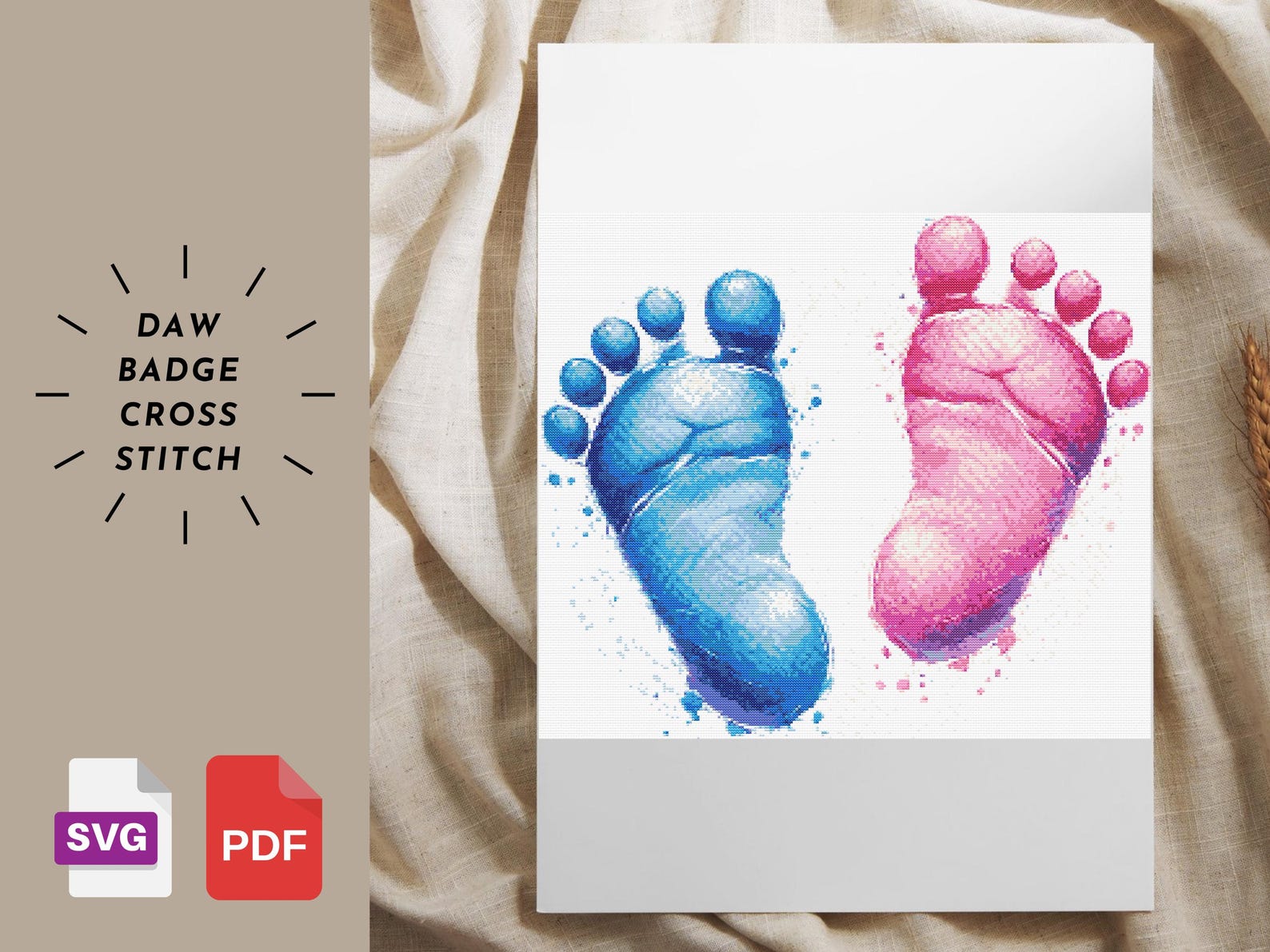 Baby Footprints Cross Stitch Pattern: Nursery Decor (PDF Pattern) - Etsy