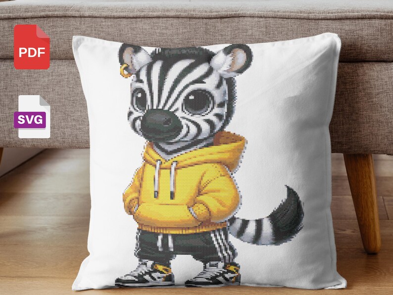 Cute Zebra Cross Stitch Pattern, Animal Embroidery Chart (PDF, SVG) - Etsy